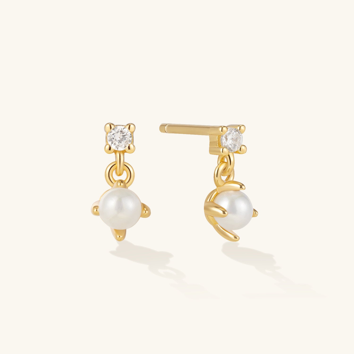 Diamond Pearl Drop Studs