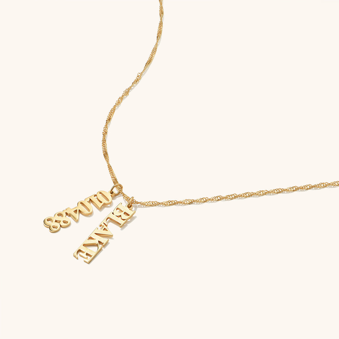Vertical Name Necklace | 18k Gold Plated
