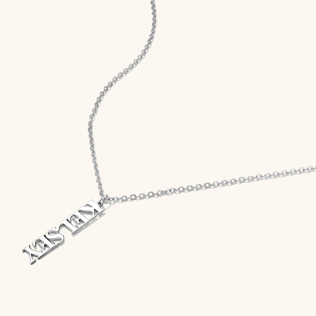 Vertical Name Necklace | Silver