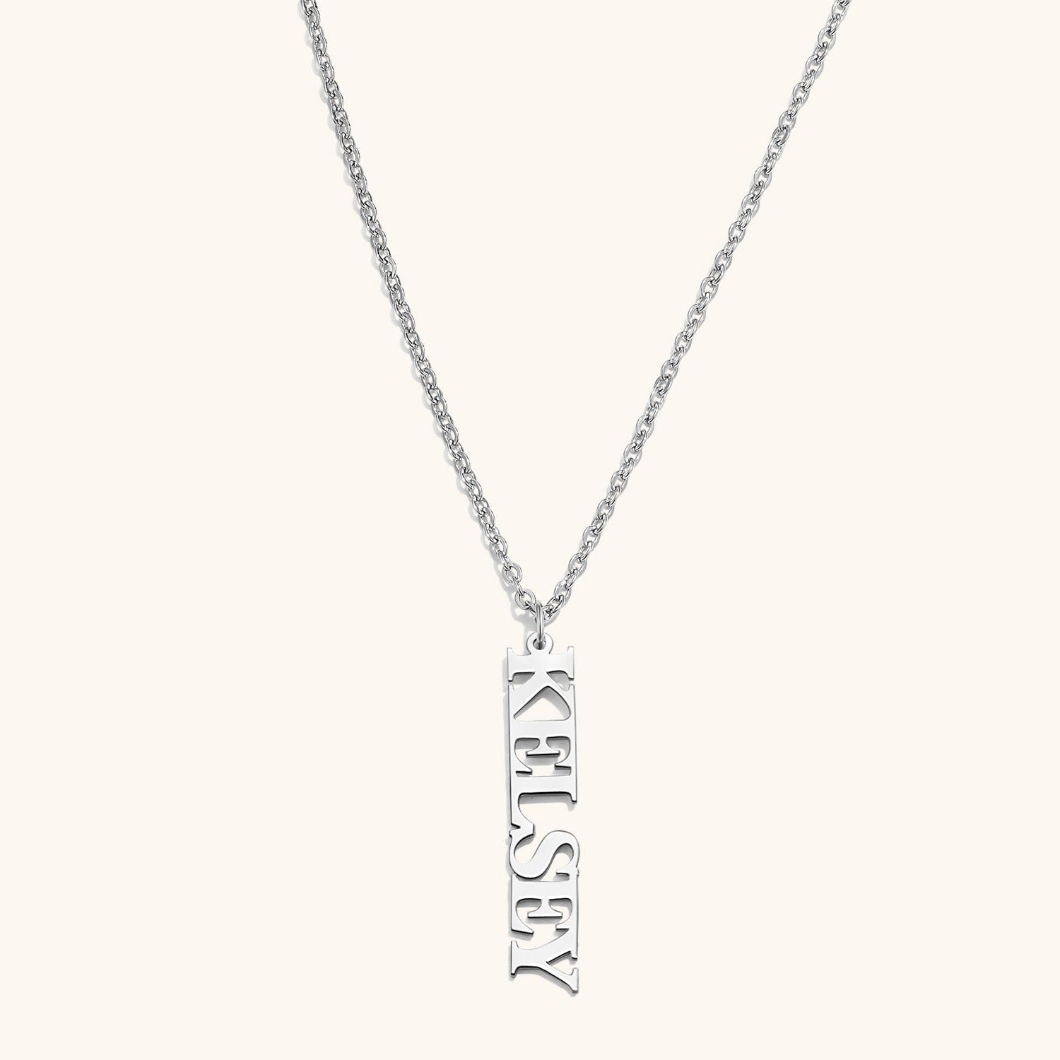 Vertical Name Necklace | Silver