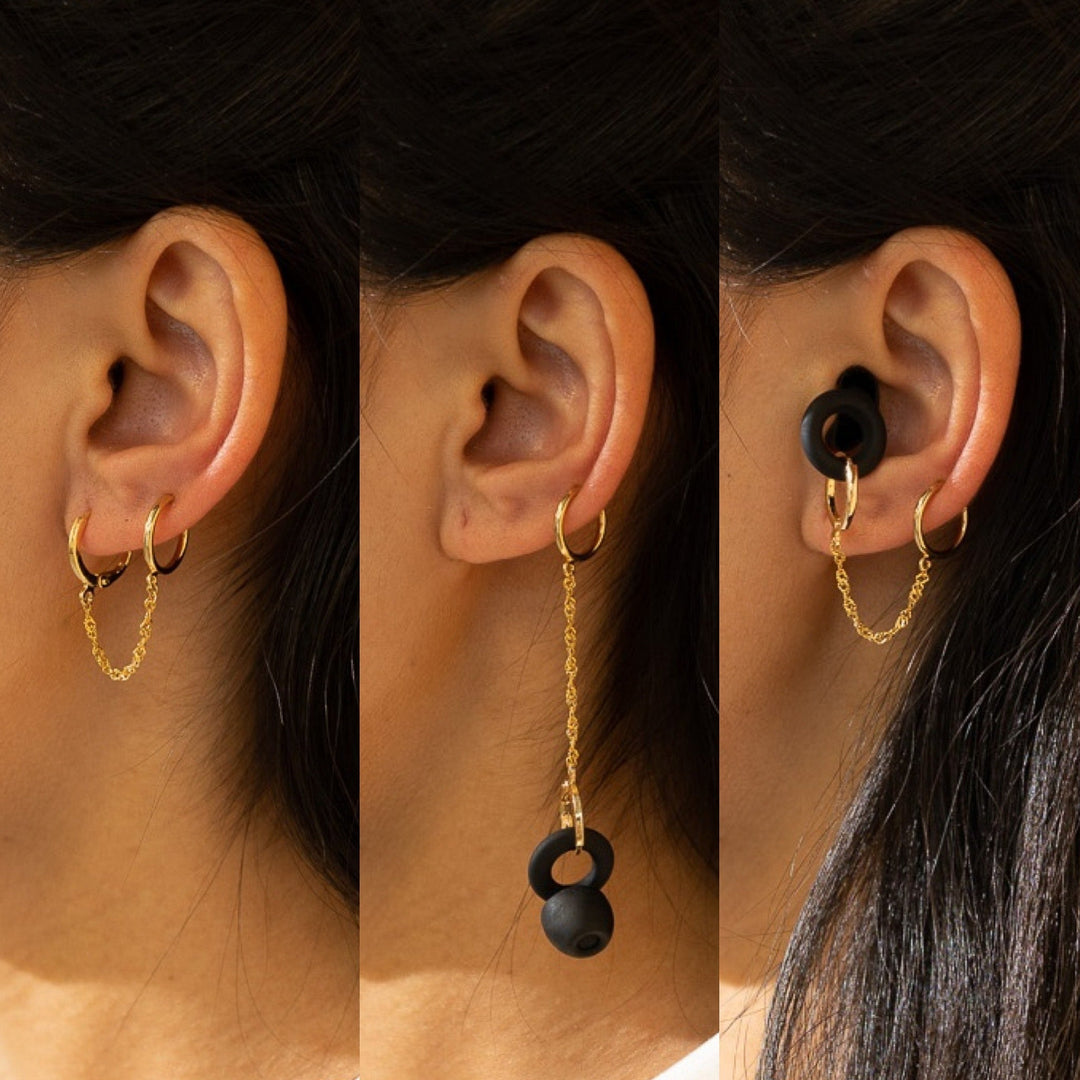 Handcuff Pearl Satellite Earrings | Gold Plated