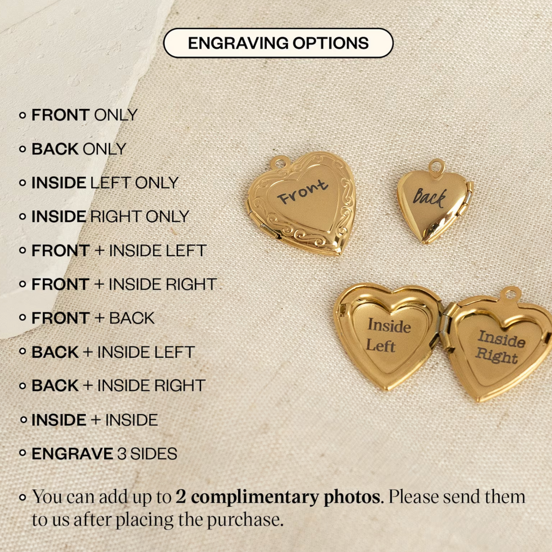 Engravable Heart Locket Necklace | Gold Plated