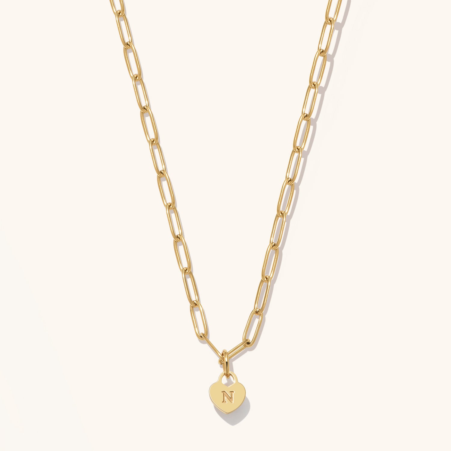 Chunky Heart Initial Necklace | Gold Plated