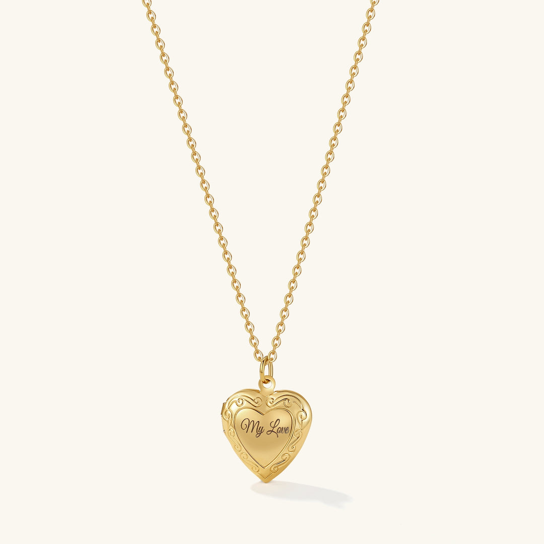 Engravable Heart Locket Necklace | Gold Plated