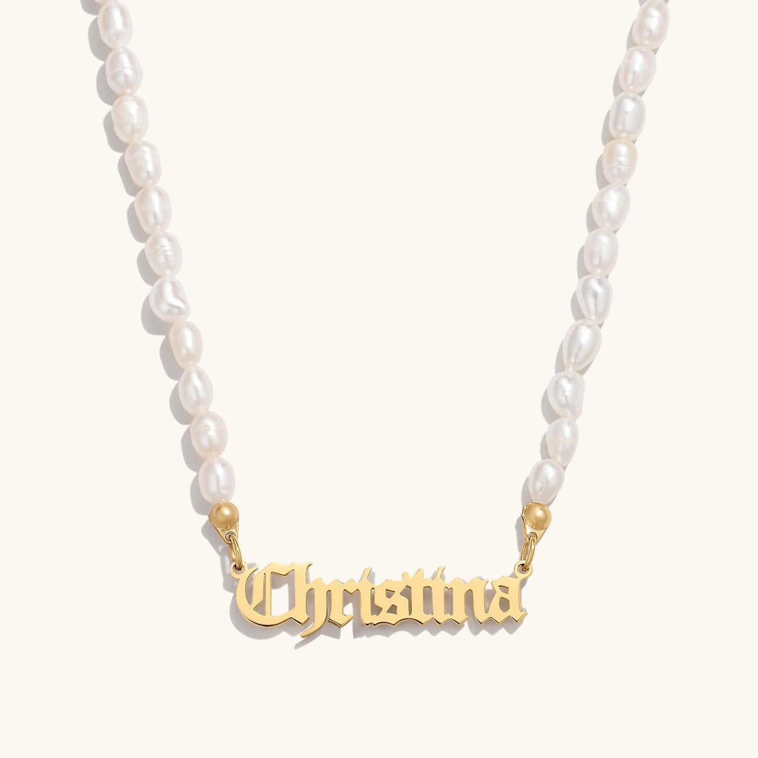 Old English Pearl Name Necklace