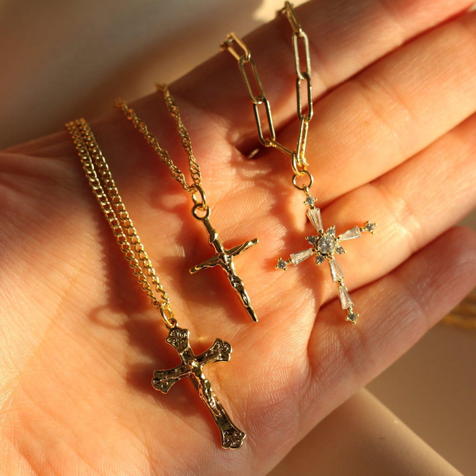 Dainty Cross Necklace | Gold Plated