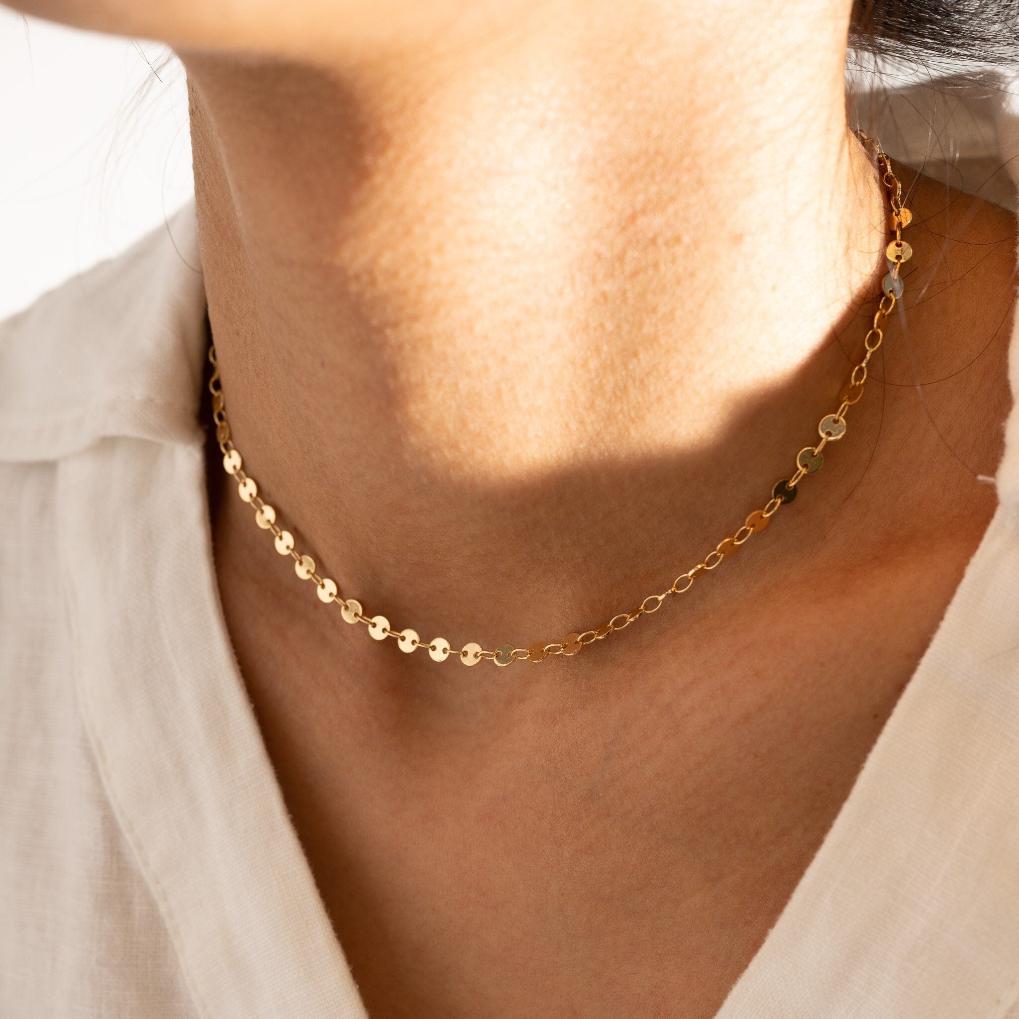 Gold Filled Disc Chain Necklace by Babeina