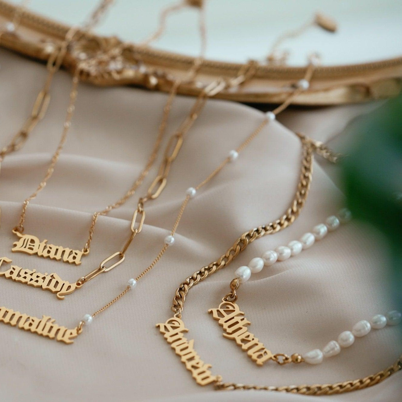 Old English Pearl Name Necklace